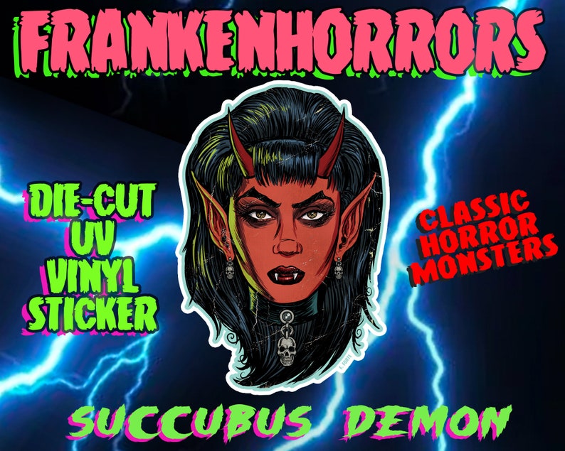 Frankenhorrors Succubus Demon 5" Sticker, Vintage Horror Movie ...