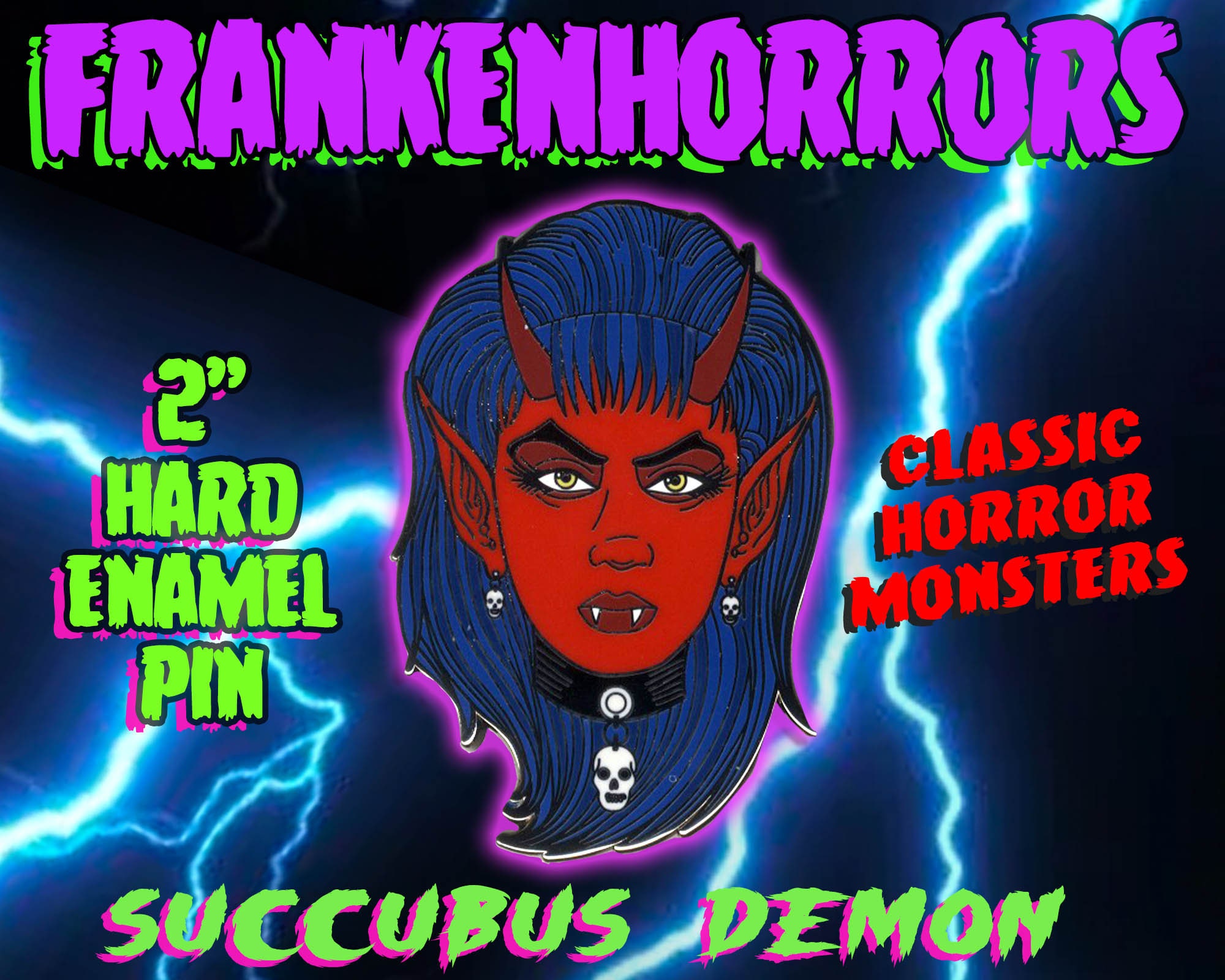 Frankenhorrors Succubus Demon 2 Hard Enamel Pin, Vintage Horror Movie ...