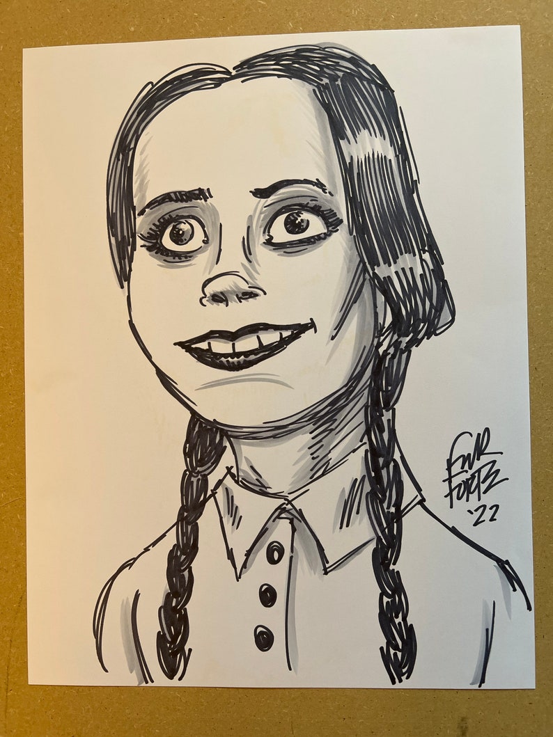 Sexy Goth Girl Wednesday Addams Horror Original Art By Frank Etsy