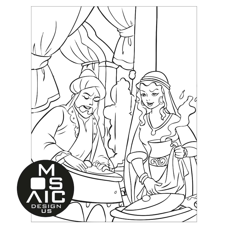 Ali Baba and Forty Thieves Coloring Pages, Printable, Fairy Tale ...