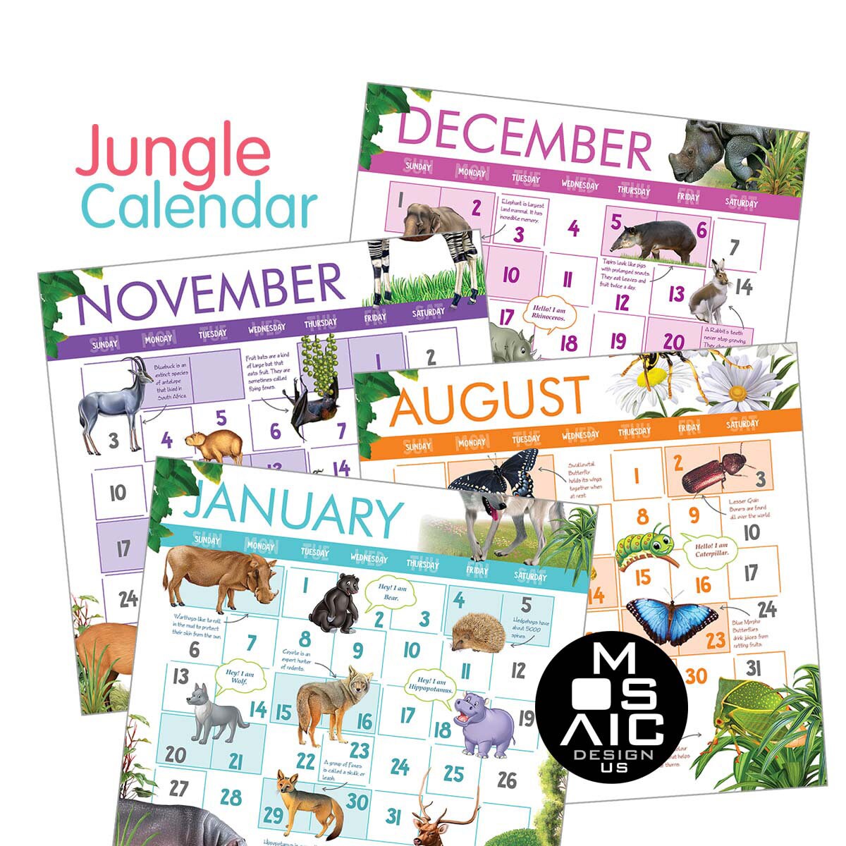 Printable Monthly Calendar Landscape Year Calendar Template - Etsy