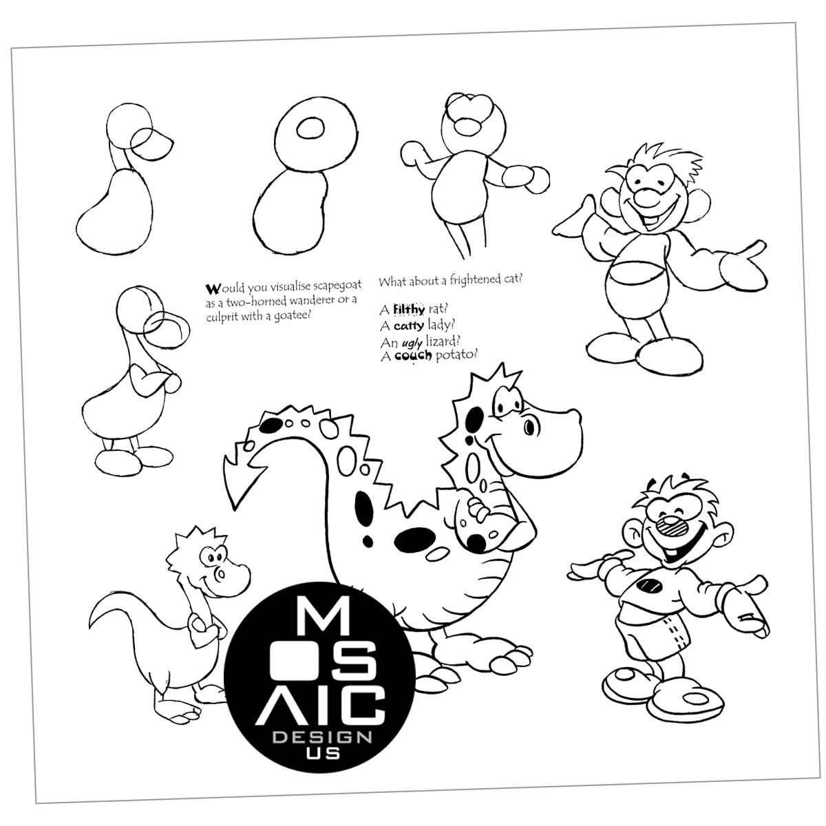 How to Draw Cartoon 4U Step-by-step Guide Funny Characters - Etsy