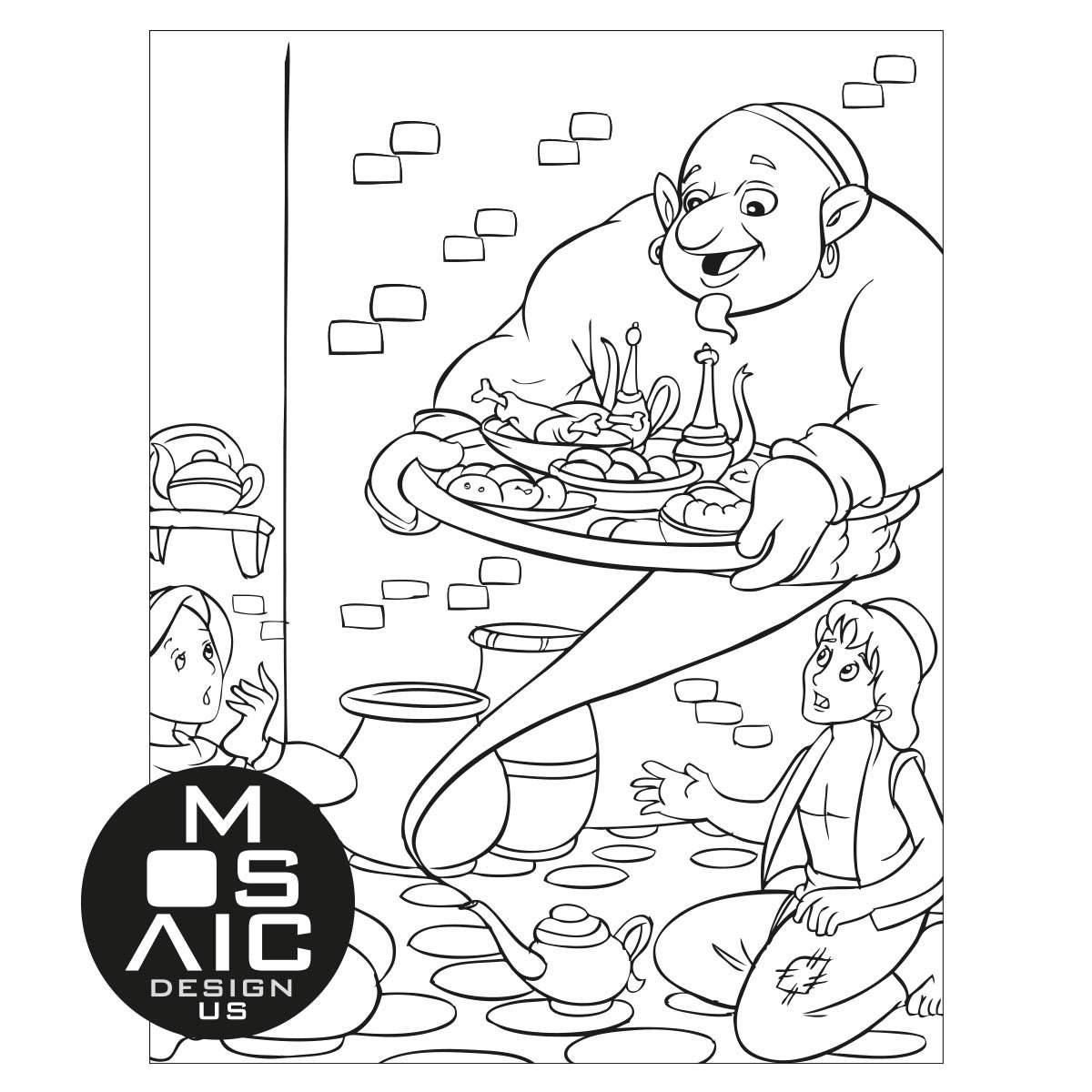 Aladdin and the Magic Lamp Coloring Pages Printable Fairy - Etsy