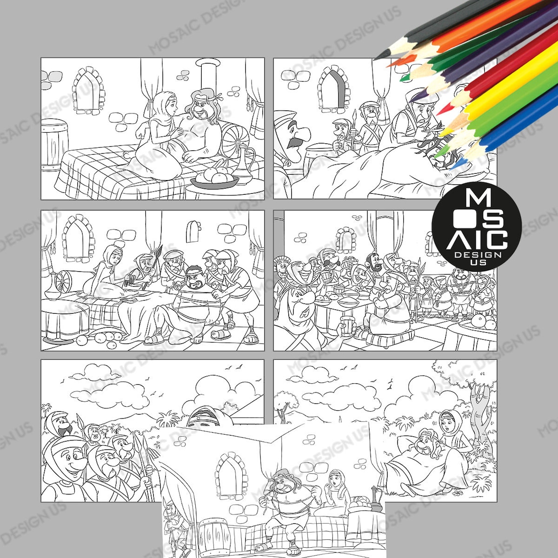 Printable Samson and Delilah Bible Story Coloring Pages | Etsy