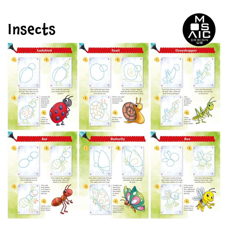 Printable, Insects, How to Draw, Step-by-step Guide, Planner ...