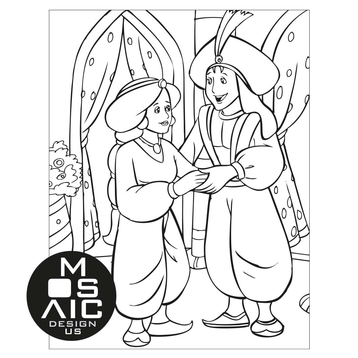 Aladdin and the Magic Lamp Coloring Pages Printable Fairy - Etsy