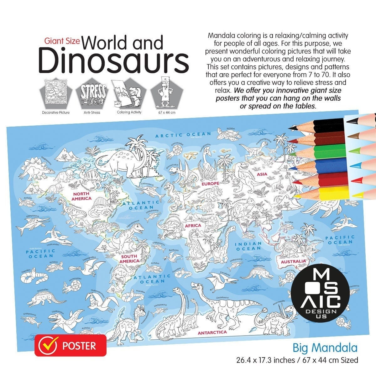 Dinosaur Mosaic Coloring Pages To Print