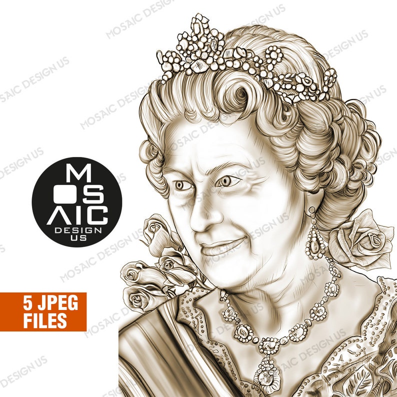 Queen Elizabeth Coloring Pages Drawing Illustration 5 JPG - Etsy