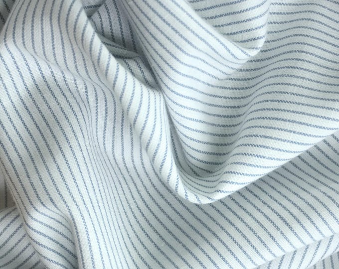 Blue Pinstripe Fabric by the Yard | Cotton/linen Blend Fabric - Etsy