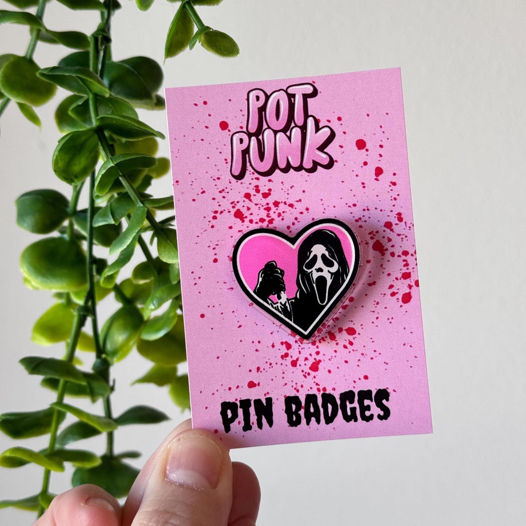 Ghostface Pin Badge Pink Scream Love Heart Pin Badge Horror - Etsy