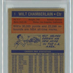 1972 Topps Wilt Chamberlain PSA 3 #1 HOF Los Angeles Lakers Vintage NBA ...