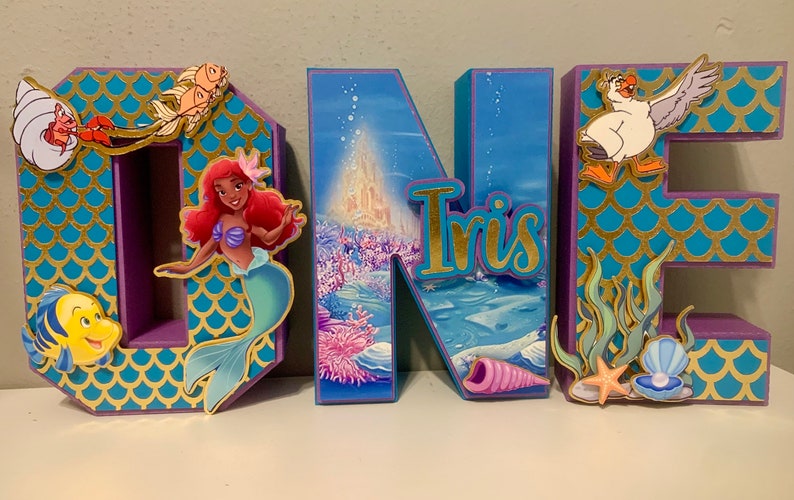 Mermaid Ariel Inspired 3D Letters - Etsy