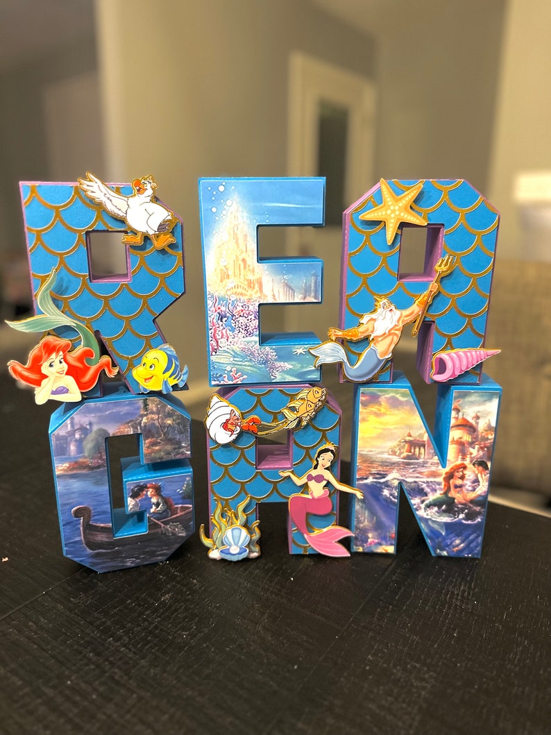 Mermaid Ariel Inspired 3D Letters - Etsy