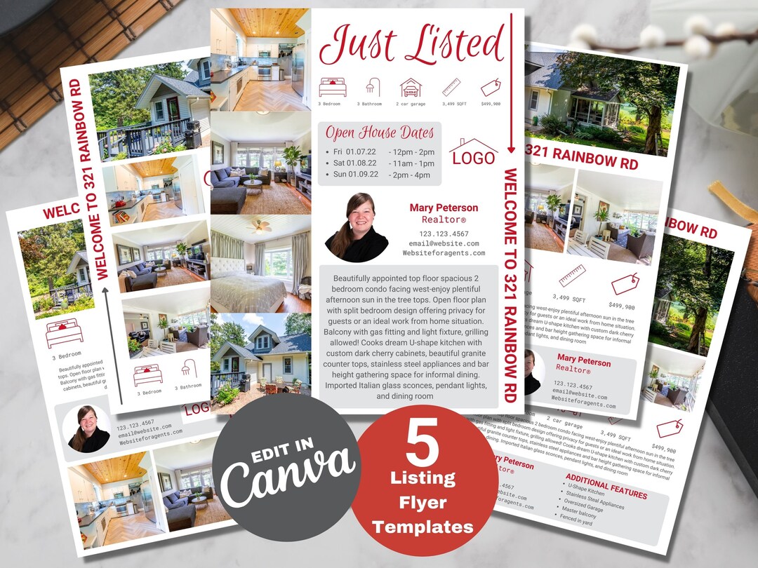 5 Canva Realtor Featured Listing Sheets | Real Estate Flyer | Classic ...