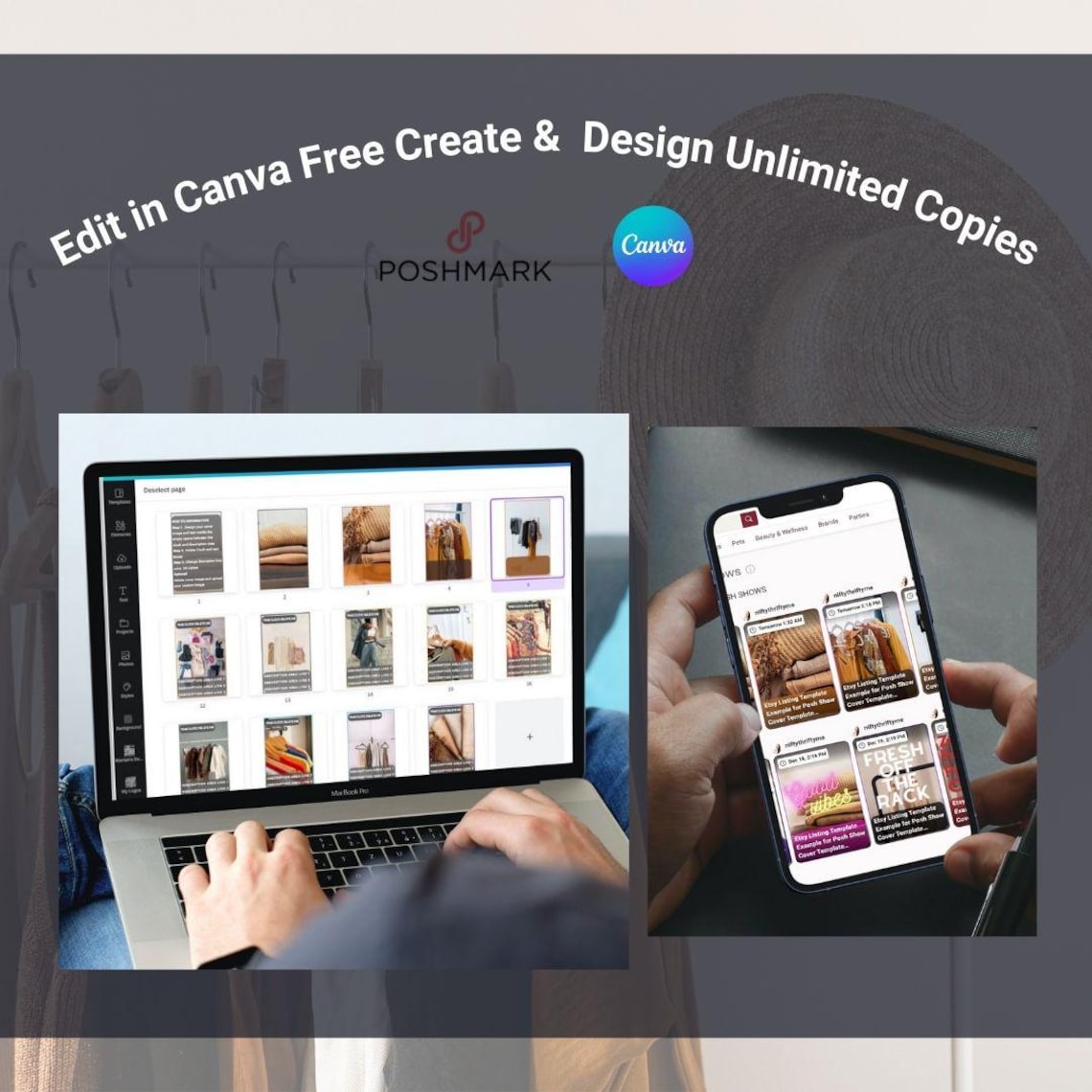 25 Clean Simple Posh Show Cover Image, Canva Template, Poshmark Live ...