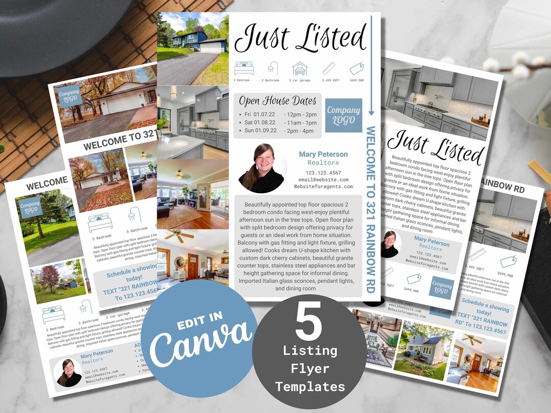5 Canva Realtor Featured Listing Sheets | Real Estate Flyer | Classic ...
