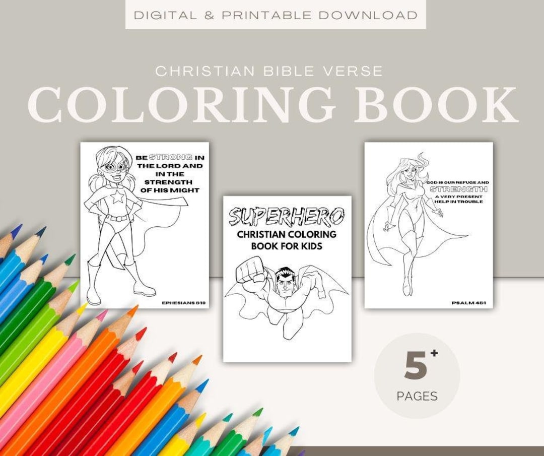 Superhero Bible Verse Christian Coloring Book for Kids | Faith | Bible ...