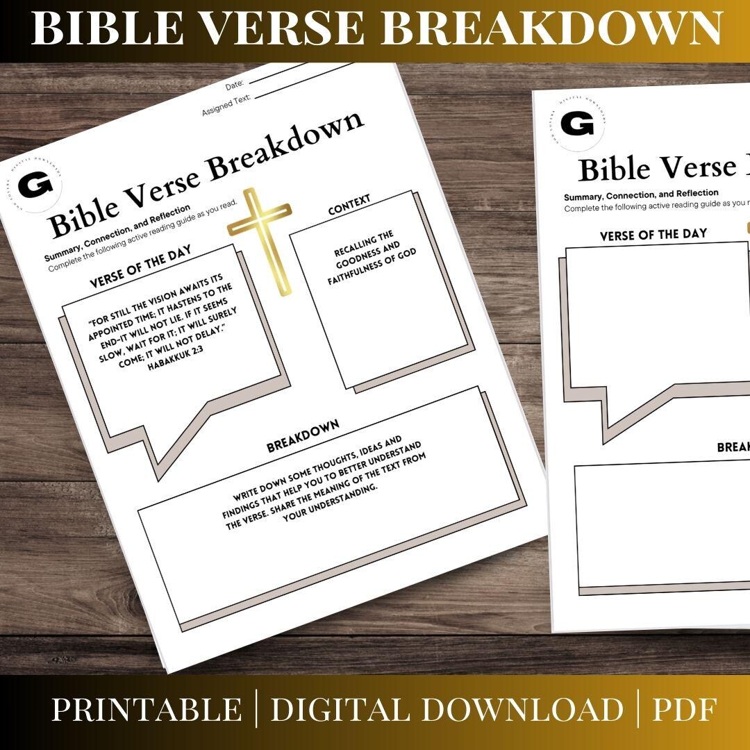 Bible Verse Breakdown Guide | Chapter Summary Worksheets | Bible ...