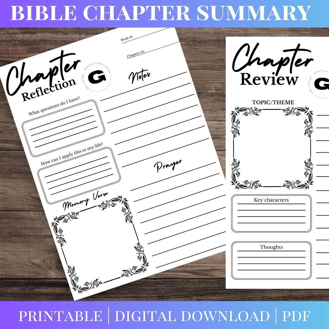 Bible Chapter Summary Worksheets | Bible Study | Bible Template | Bible ...