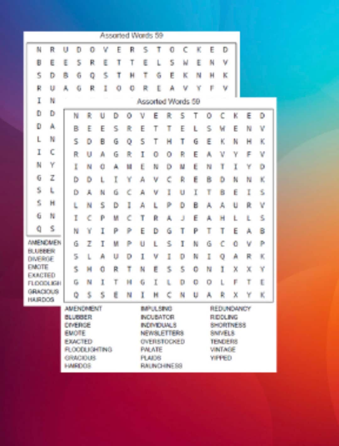 199 Word Search Puzzles | Printable Puzzle Pages for Kids and Adults ...