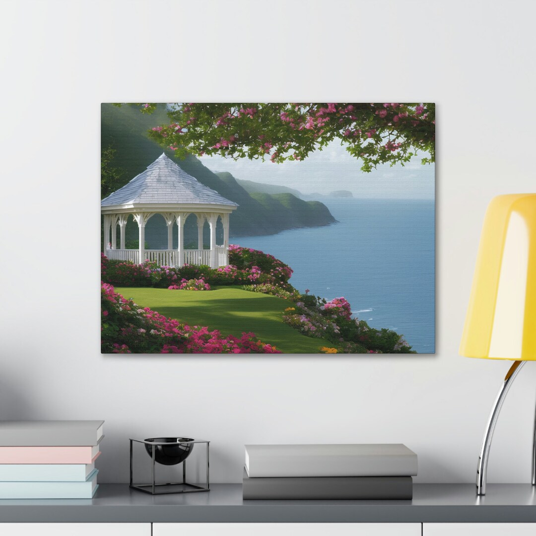 Canvas Gallery Wraps Frame Wall Art Decor Gazebo Cottagecore Flowers - Etsy