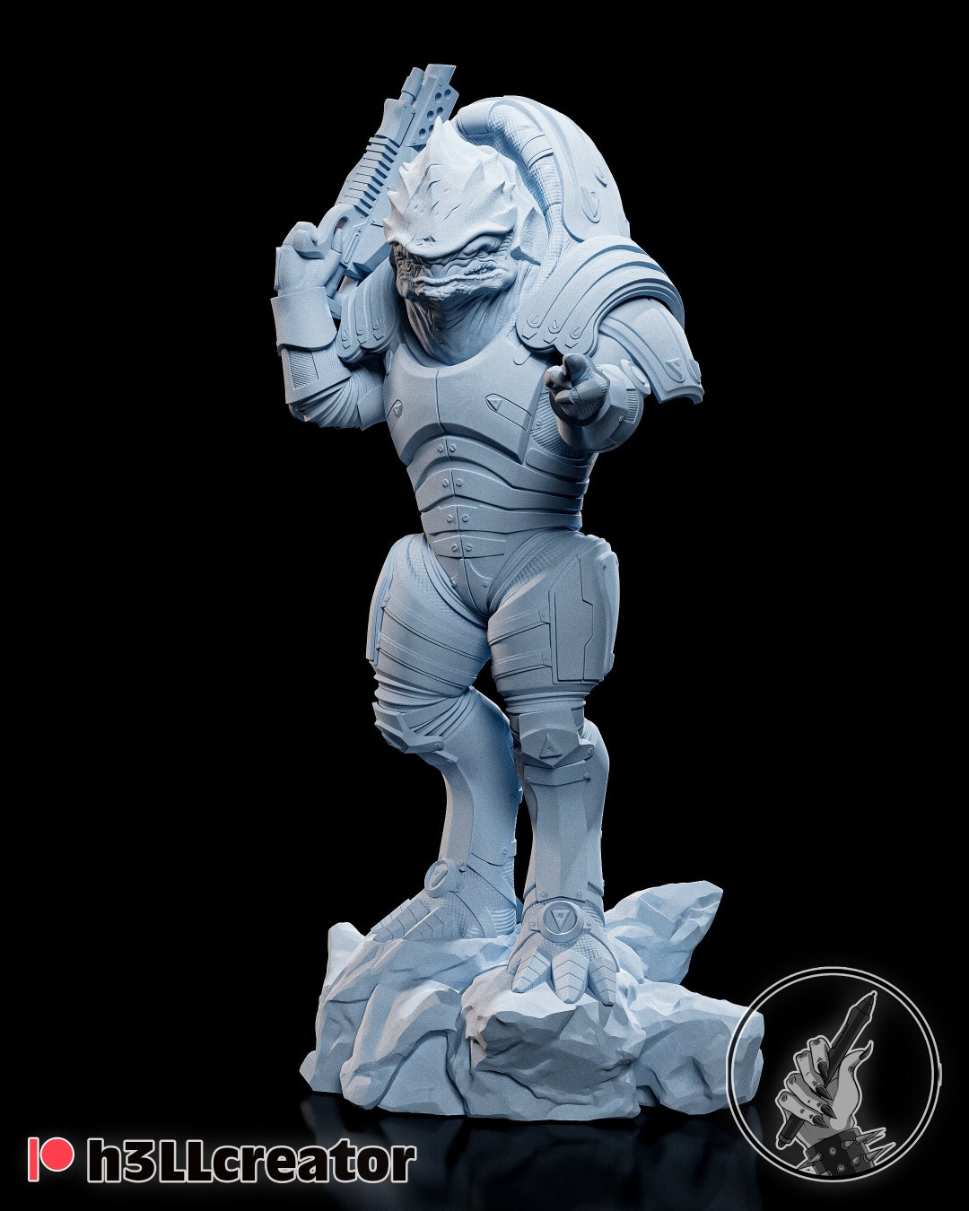Mass Effect Urdnot Wrex Figure | Unpainted Durable Resin 3D Printed ...
