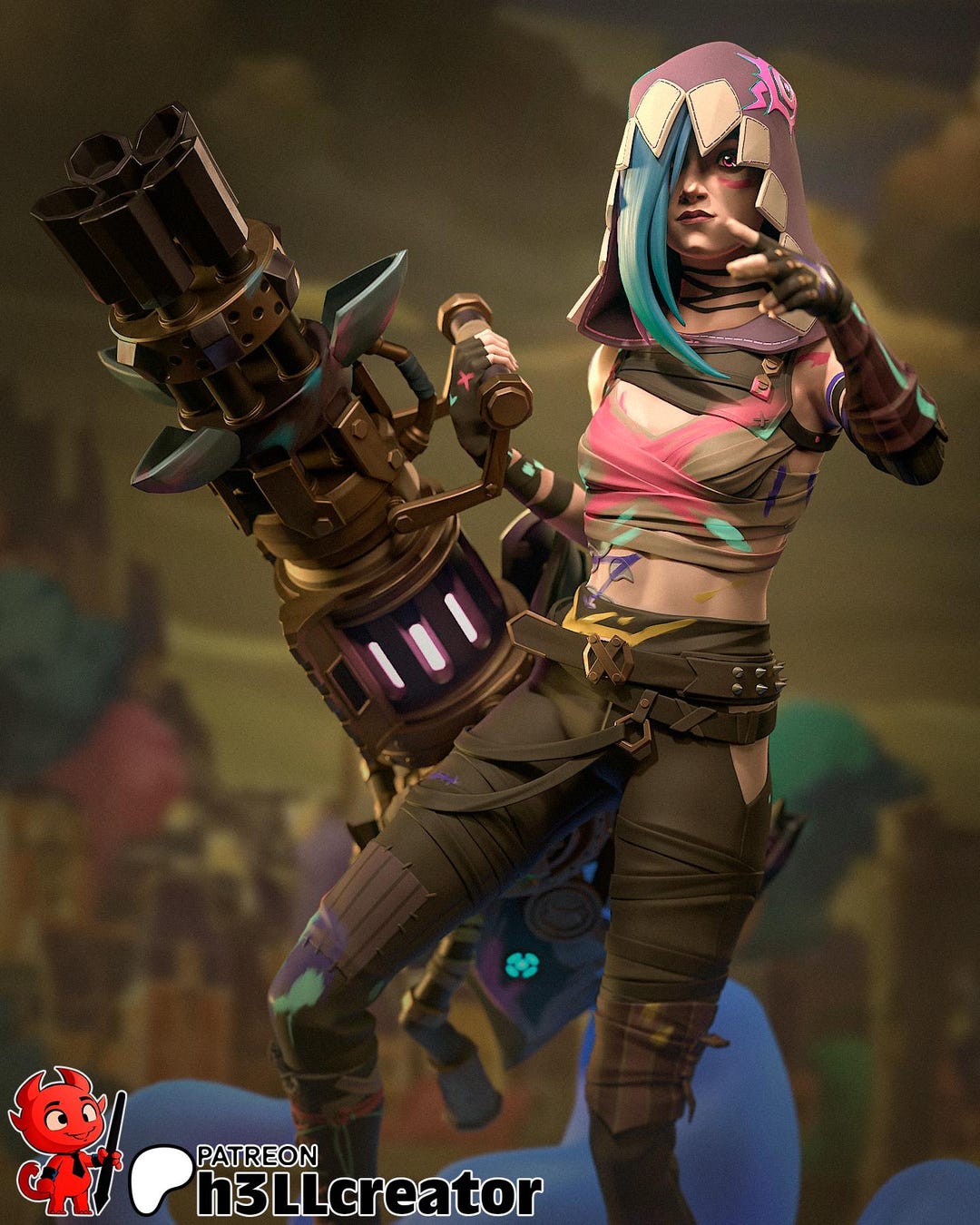 Jinx From Arcane || Unpainted Durable Resin 3D Printed Statue / Model ...
