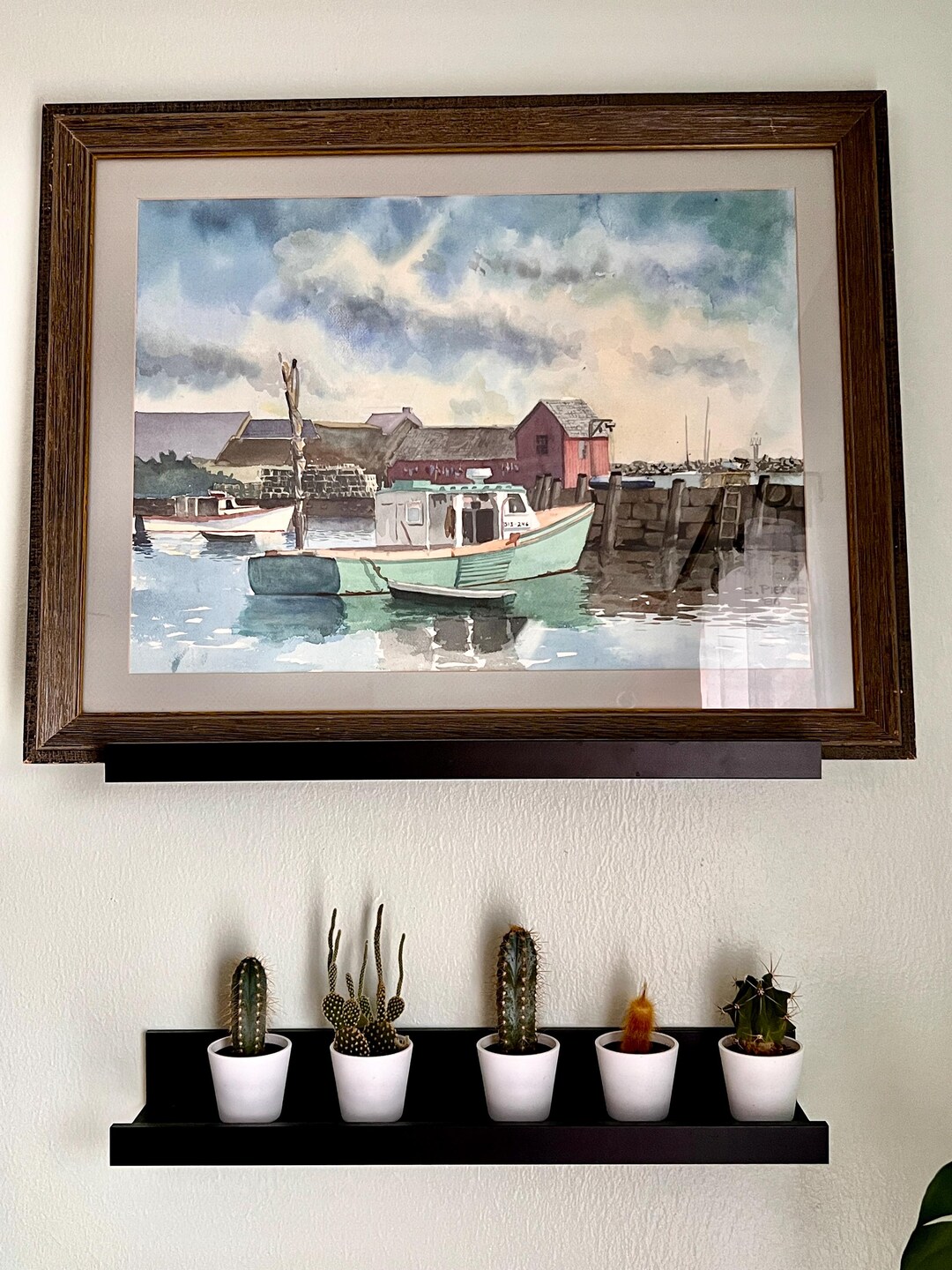 Mid 1980's Original Watercolor, Signed S. Pierce Boat and Dock Water ...