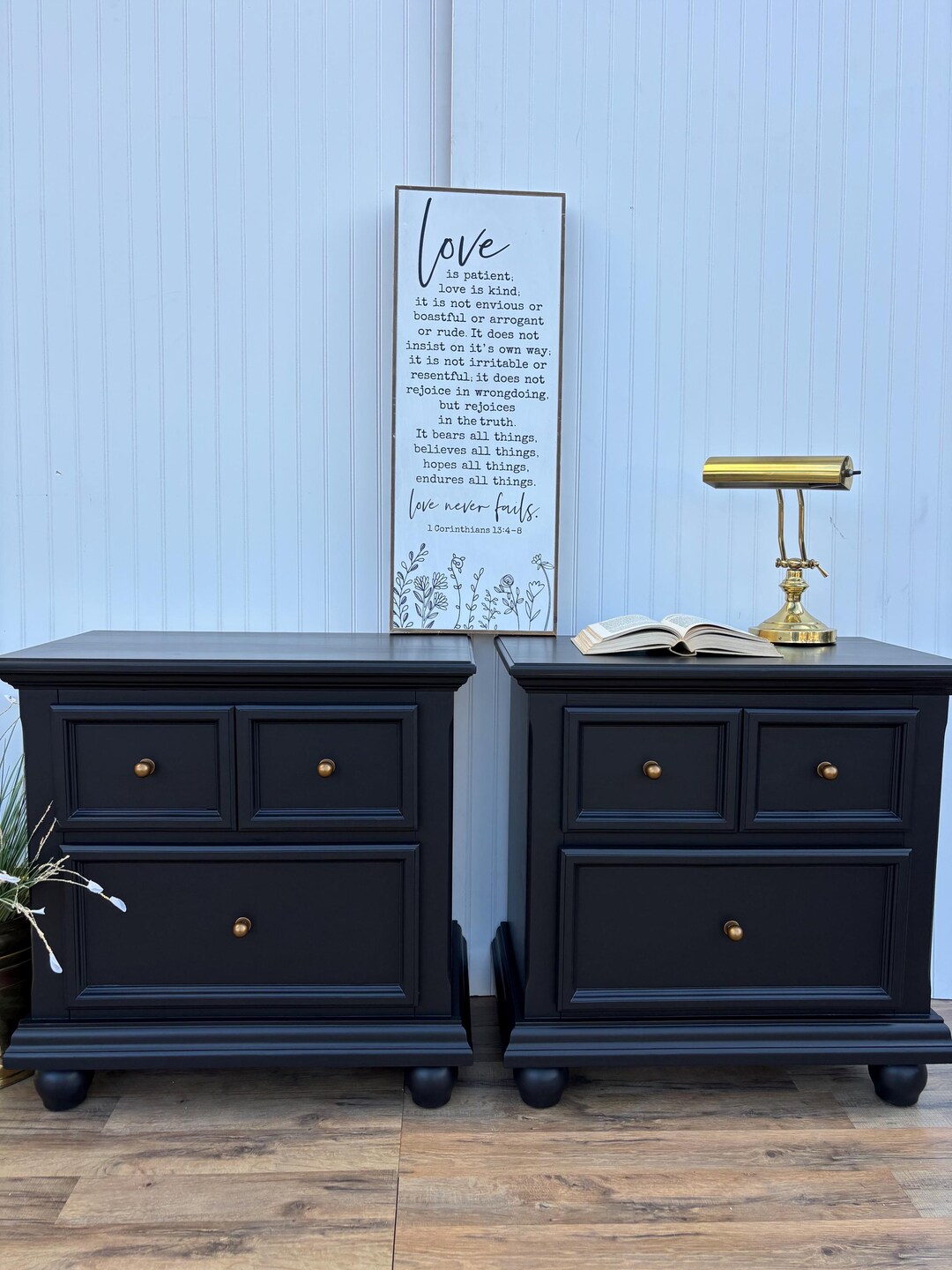 Refinished Black Nightstands Set /available/ - Etsy