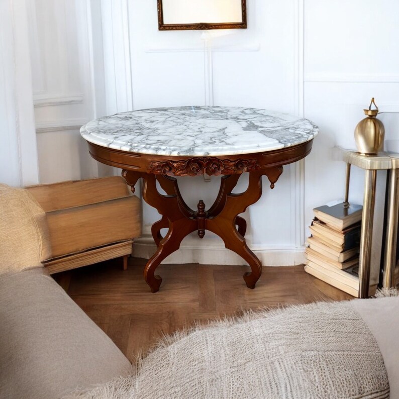 Marble Top Entryway Table Antique Victorian Marble Top Mahogany Table ...