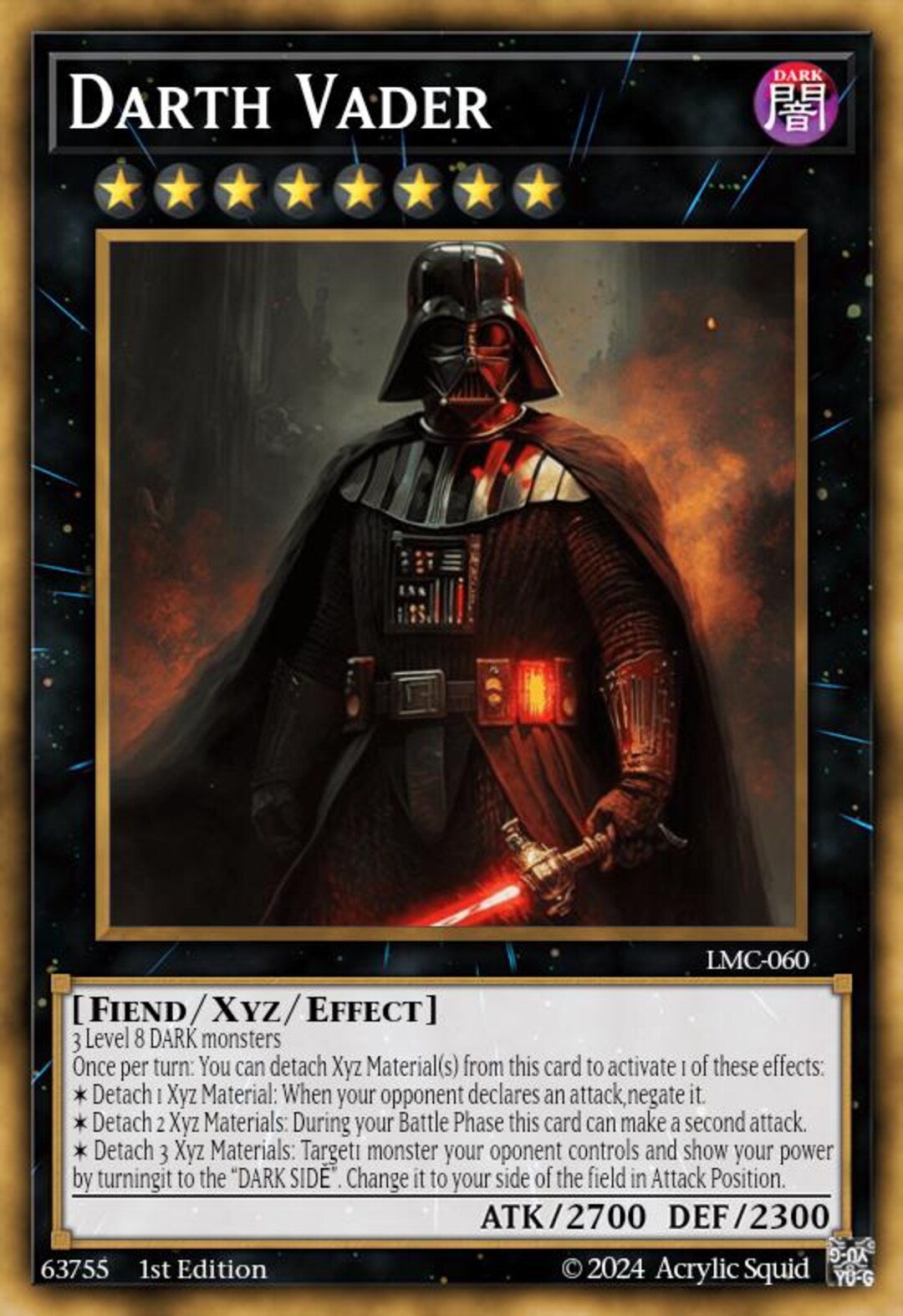 Darth Vader handmade Orica Yu-gi-oh Card. BUY 3-get a FREE BONUS Card ...