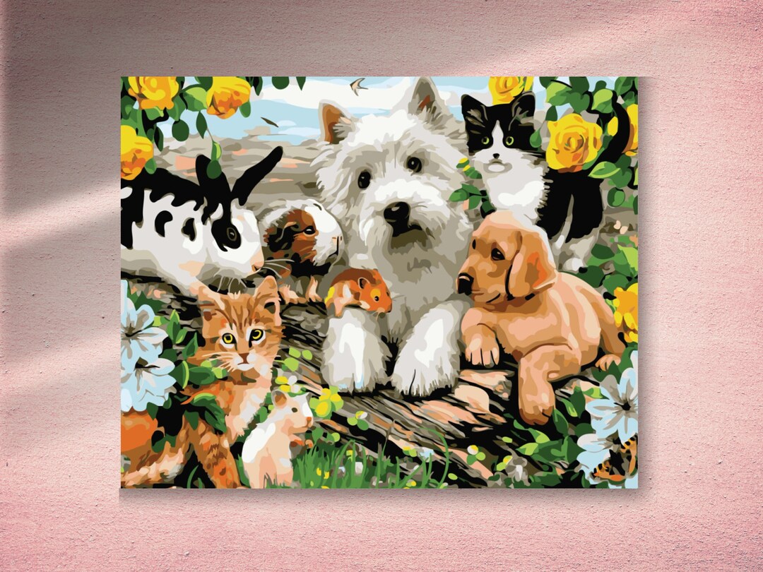 Animal Paint by Numbers Kit Kids Painting Kit Numbers - Etsy