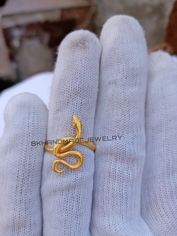 18k Gold Snake Ringsnake Wrap Ringadjustable Snake Ringgold - Etsy