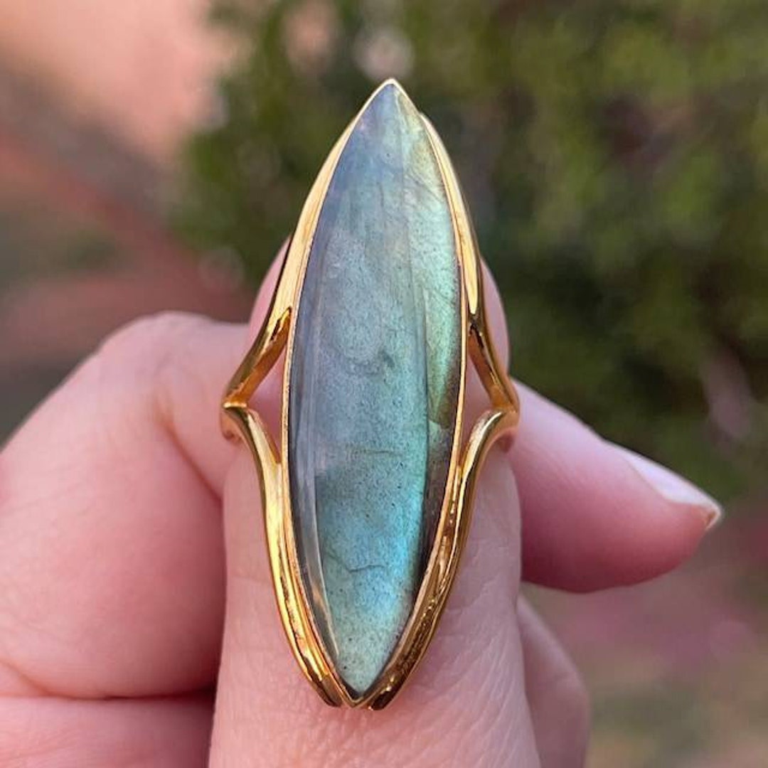 Big Labradorite Ring, 925 Sterling Silver,blue Color Stone, Handmade ...