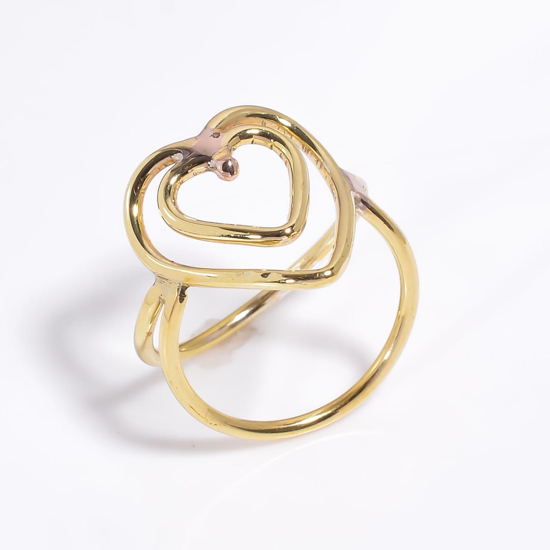 Heart Trigger Finger Ring, 925 Sterling Silver Gold Plated Ring ...
