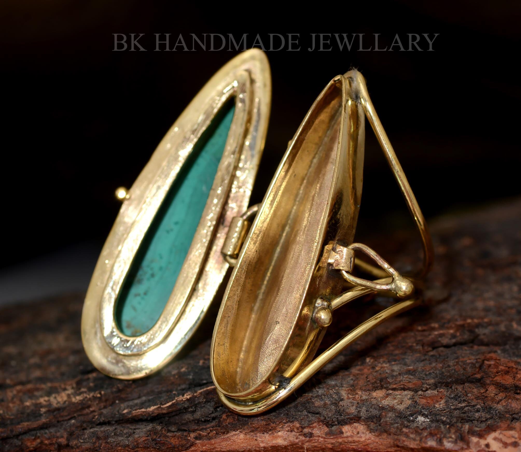 Brass Ring,malachite Poison Silver Ring,sterling Silver Poison Ring ...