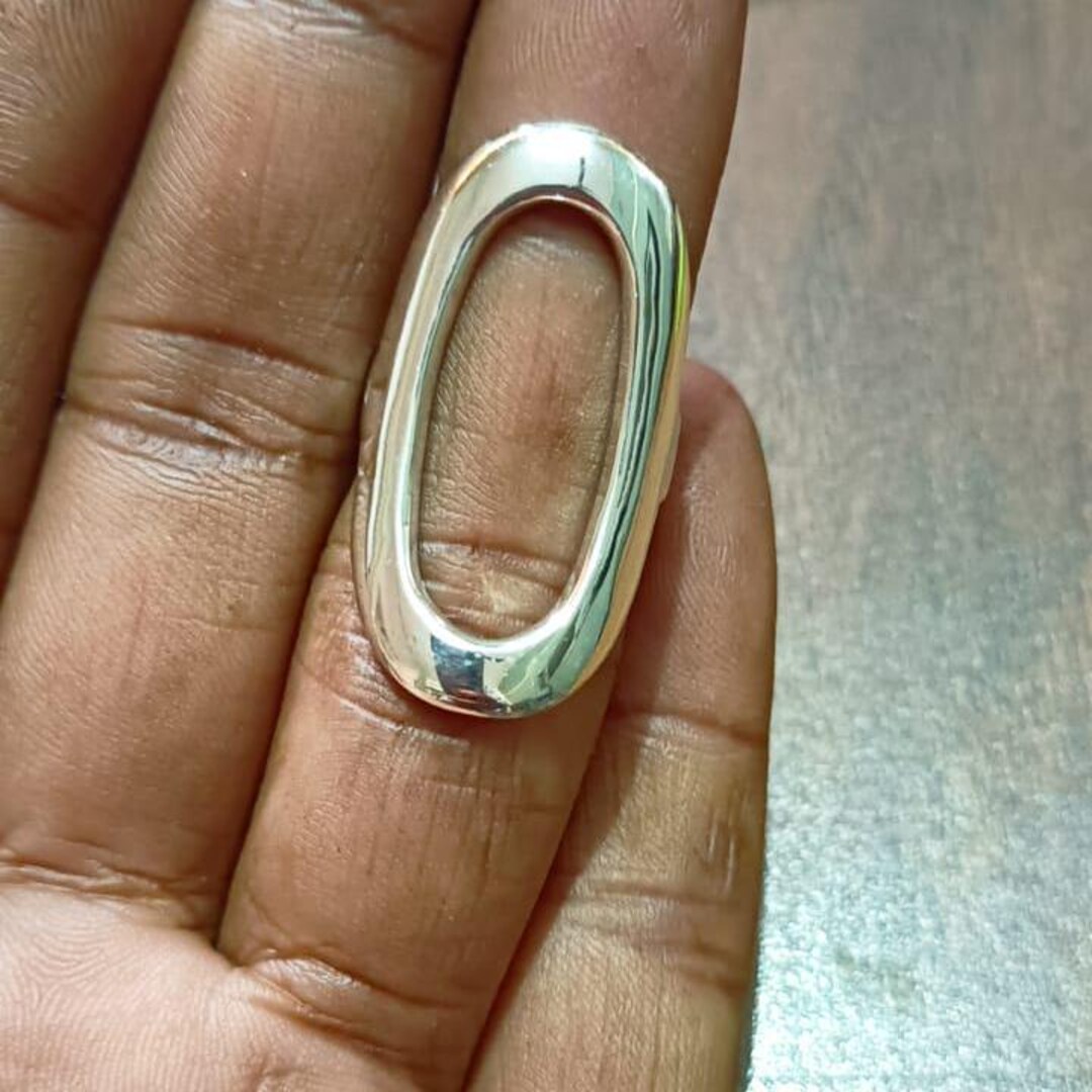 Large Open Oval Sterling Silver Ring, 925 Silver Oval Ring, Large Open ...