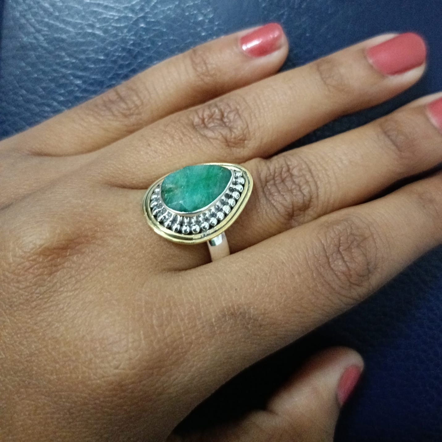 Green Emerald Ring, Green Stone Ring, 925 Sterling Silver Ring, Emerald ...