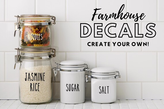 Farmhouse Vinyl Decal Labels Organization Labels for Kitchen | Etsy
