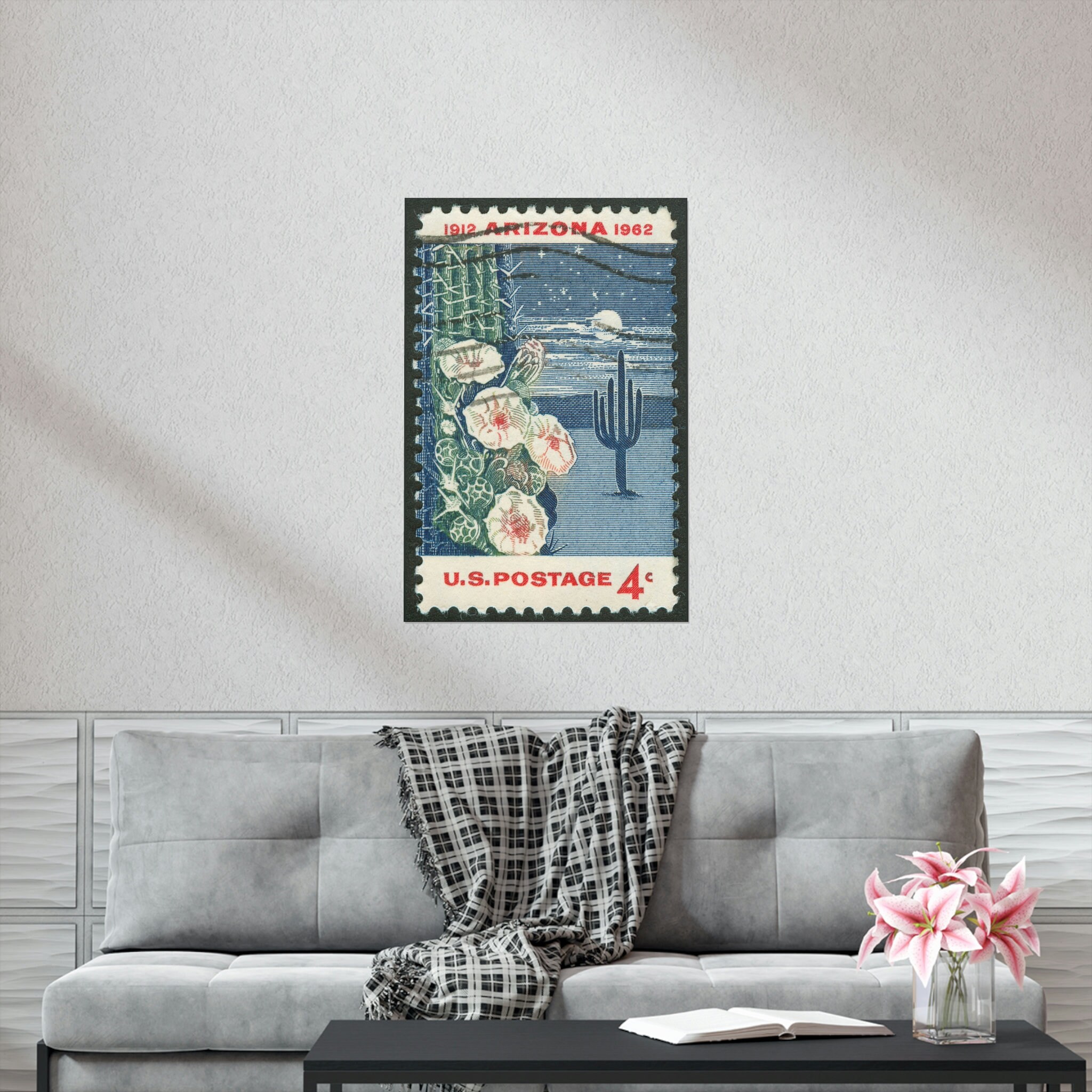 Vintage Postage Stamp Poster, US Postal Service Art Print, Arizona Wall ...