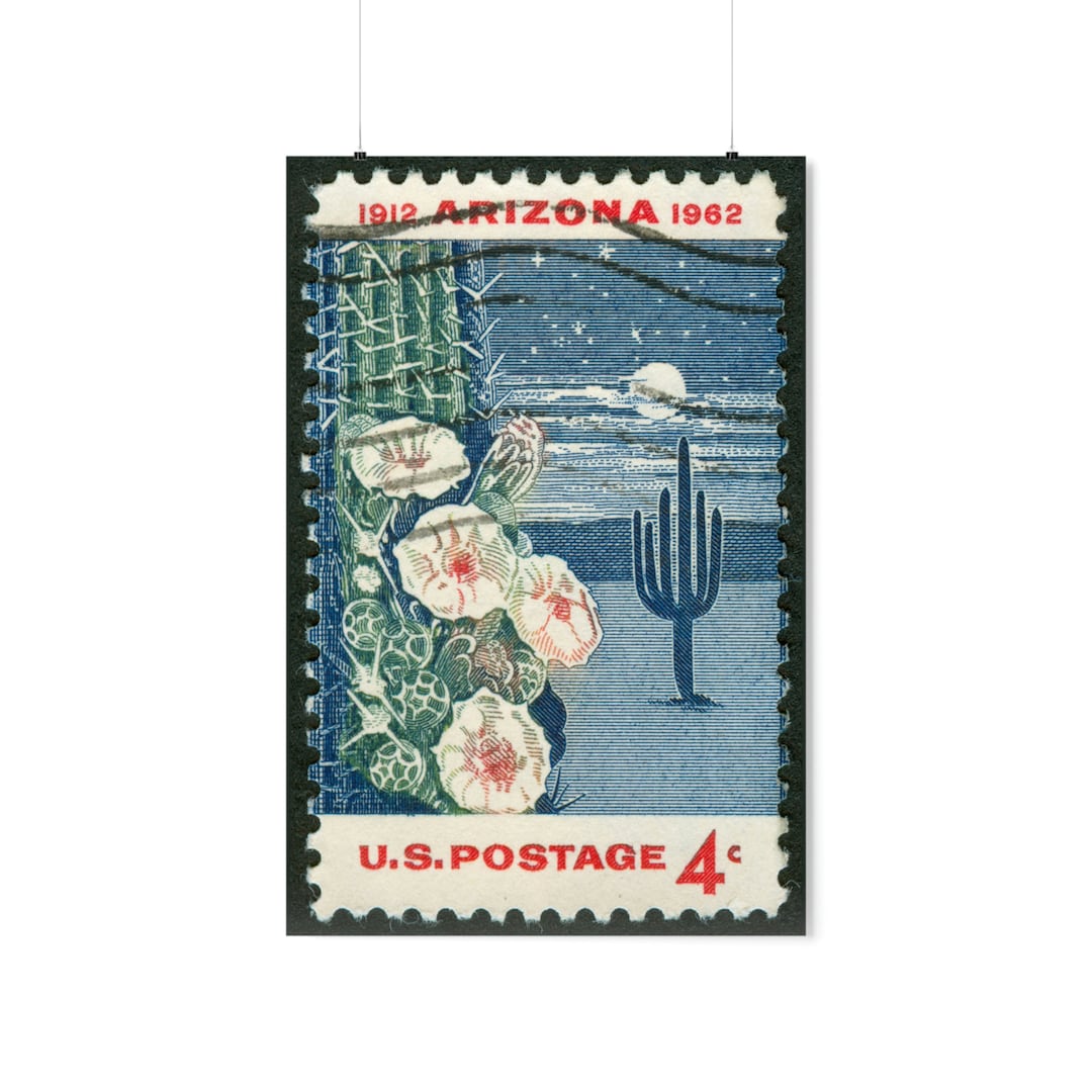 Vintage Postage Stamp Poster, US Postal Service Art Print, Arizona Wall ...