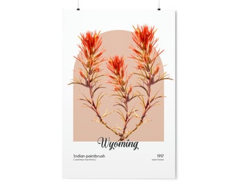 Wyoming State Bird Art Print Wyoming Meadowlark and Indian Paintbrush ...