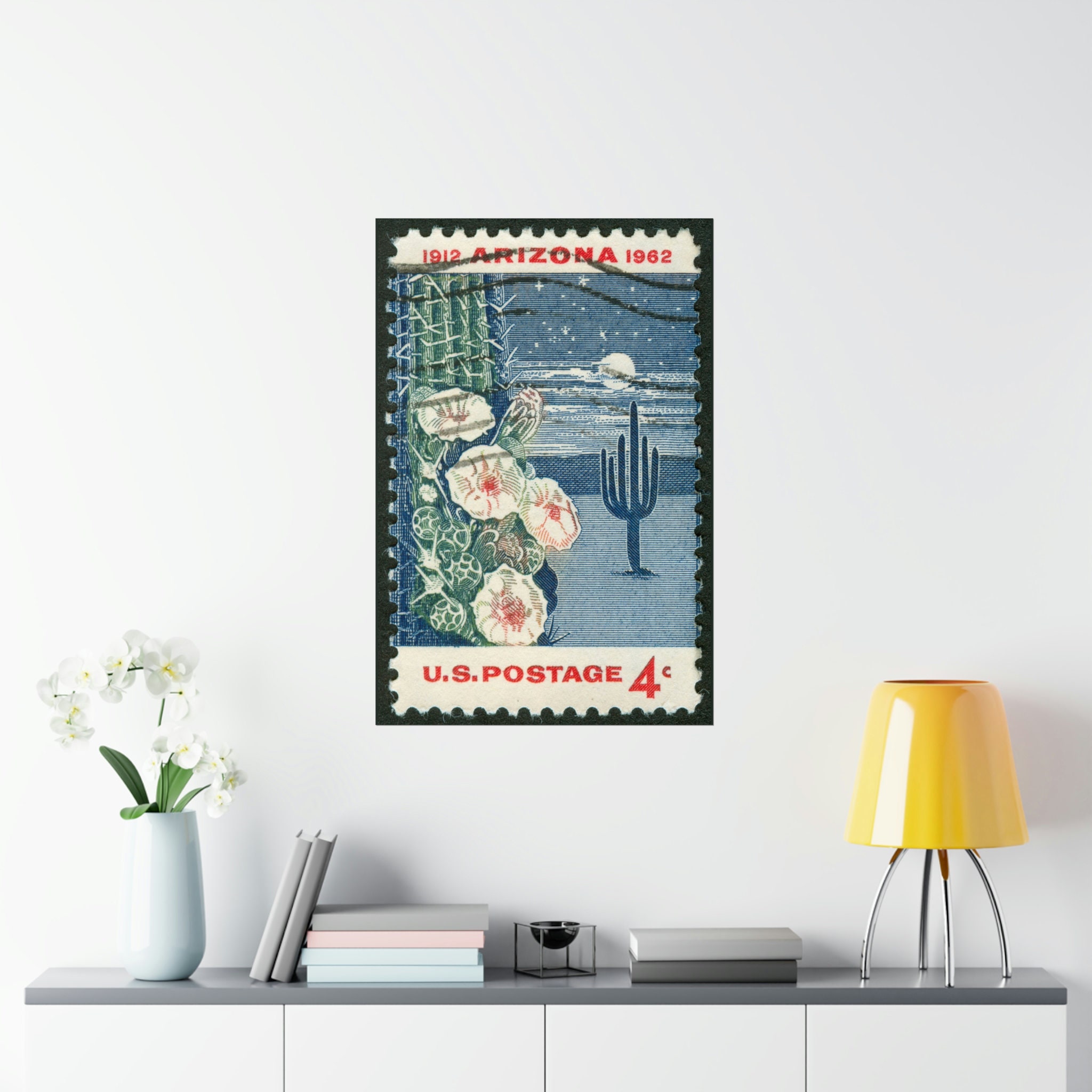 Vintage Postage Stamp Poster, US Postal Service Art Print, Arizona Wall ...
