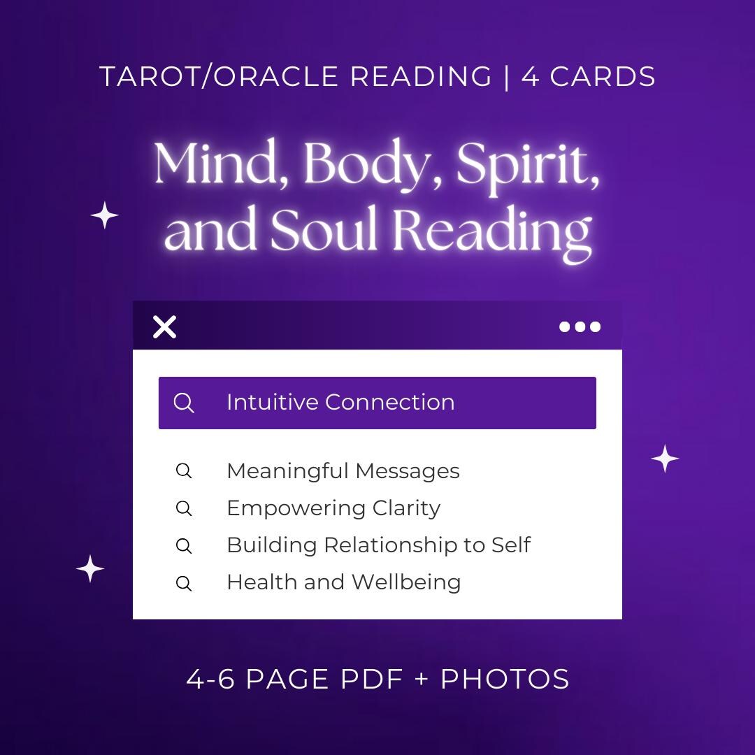 Mind, Body, Spirit, and Soul Reading Tarot/oracle Reading 4-card ...