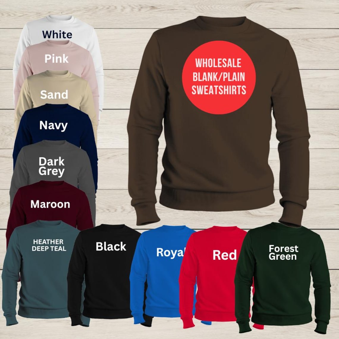 Wholesale Blank Sweatshirts for Men and Women, Plain Crewneck ...