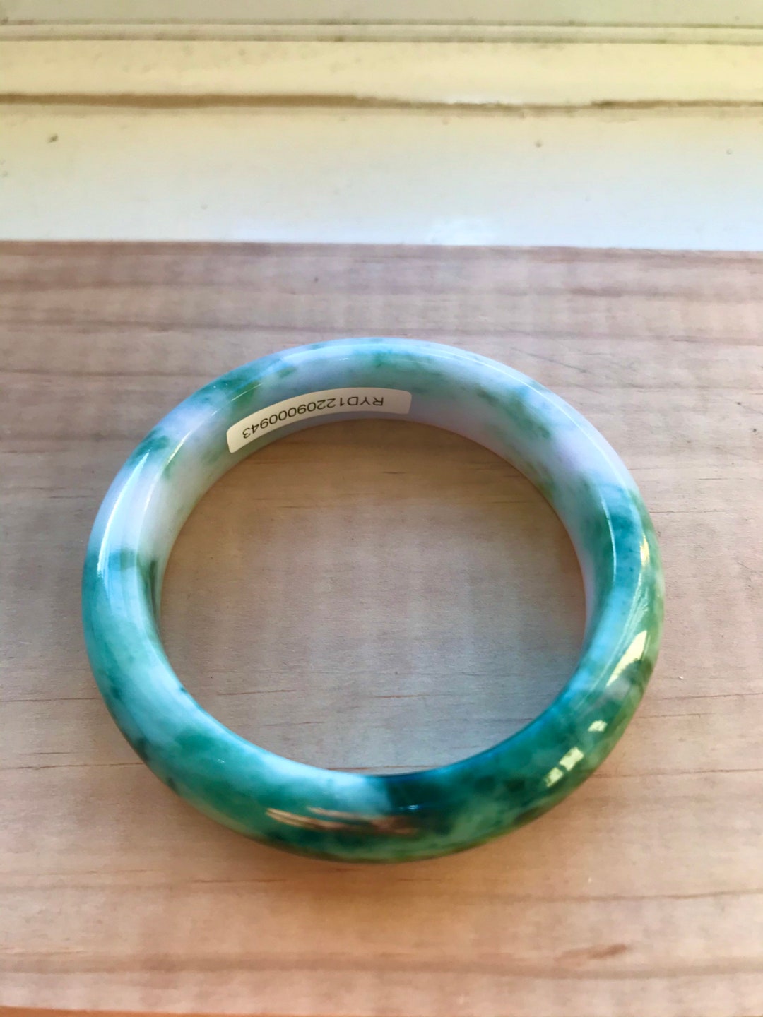 57mm Burma Jadeite Bangle Grade A/ Imperial / Green Flower Lavender ...