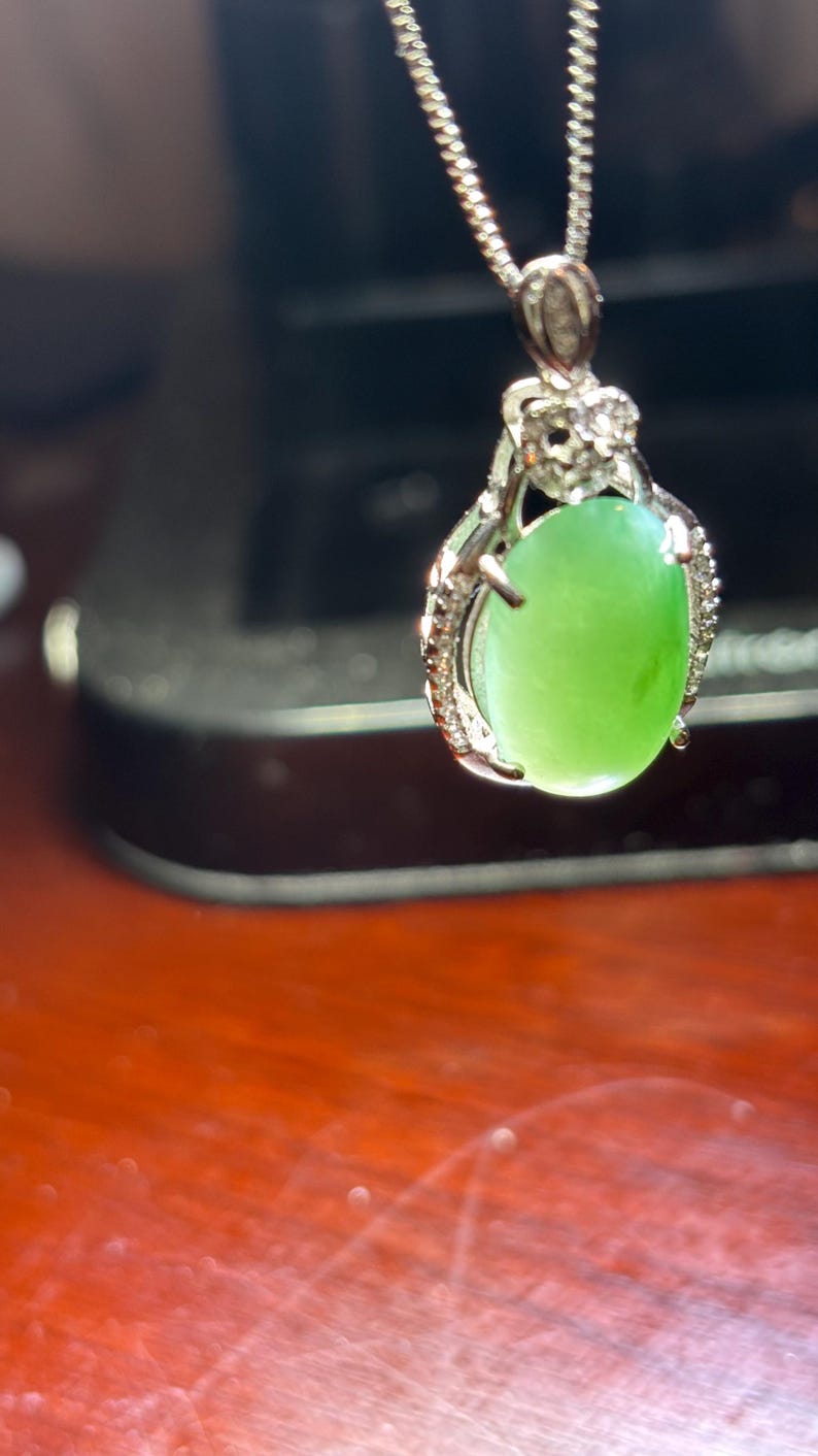 Certified Type A Green Jadeite Pendant Necklace | Natural Imperial Jade ...