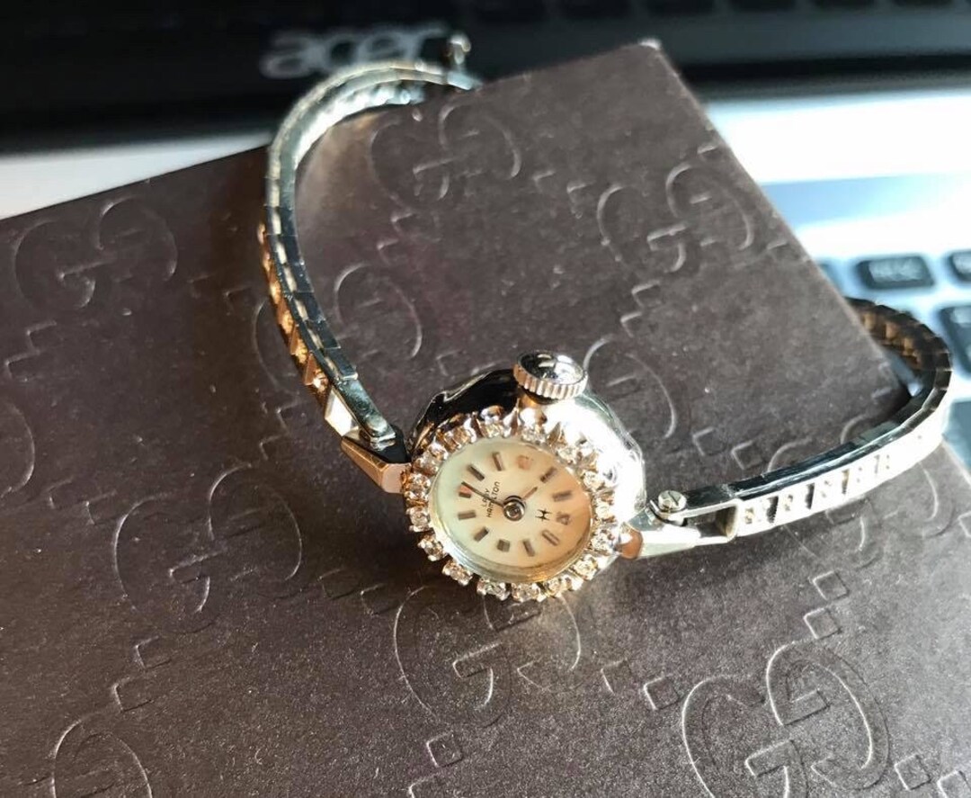 Hamilton 14k Solid Gold Diamond Bracelet Watch Top - Etsy