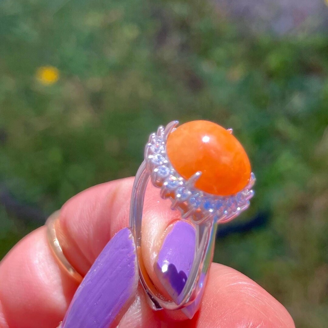 4ctw + Jadeite Ring Honey Orange Red Jadeite Certified Translucent ...