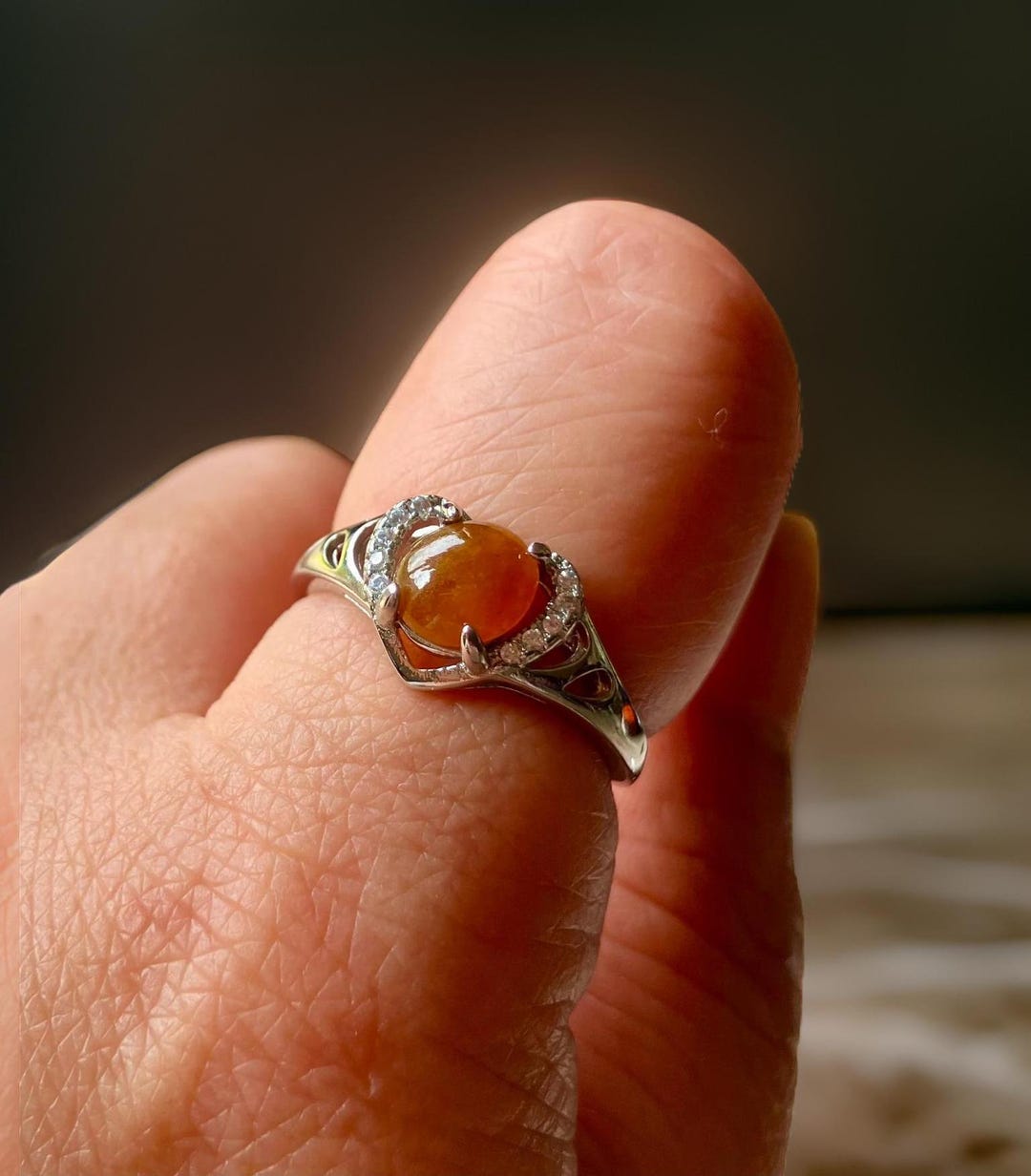 Type A ORANGE Red Orange Jadeite Ring /icy Jelly Translucent Imperial ...